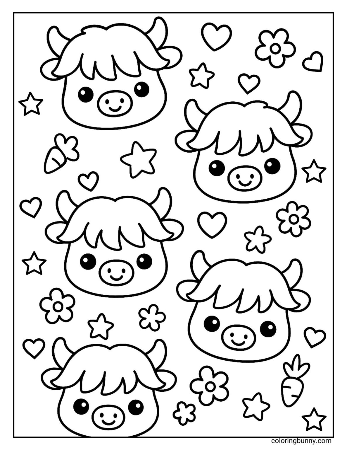 Highland Cow Coloring Pages (44 Free Printable PDFs)