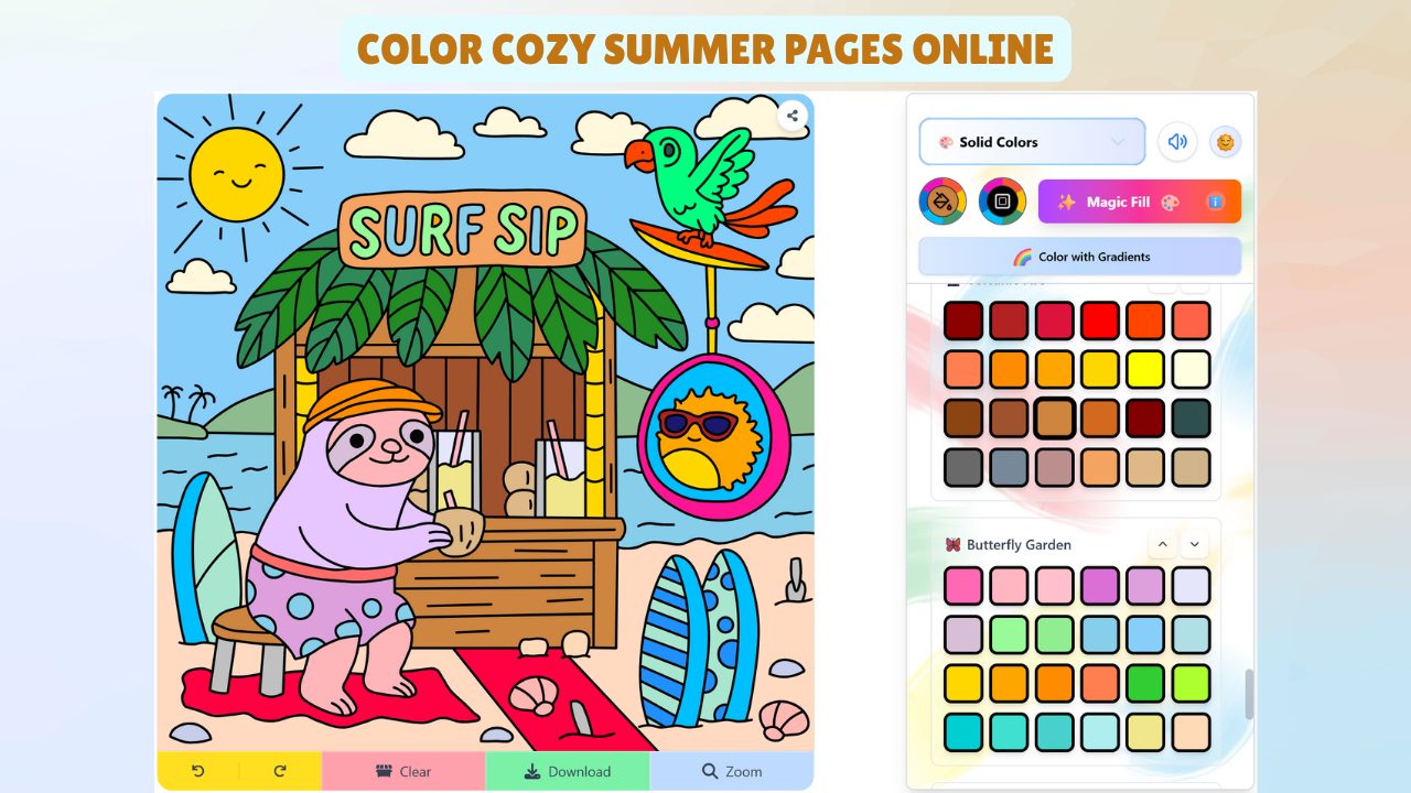 Color Cozy Summer Pages Online (Free Easy-to-Use Tool)