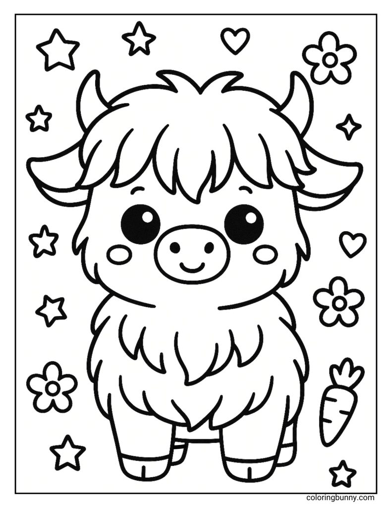 Highland Cow Coloring Pages (44 Free Printable PDFs)