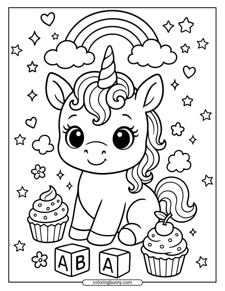 Baby Unicorn Coloring Pages (42 Free Printable PDFs)
