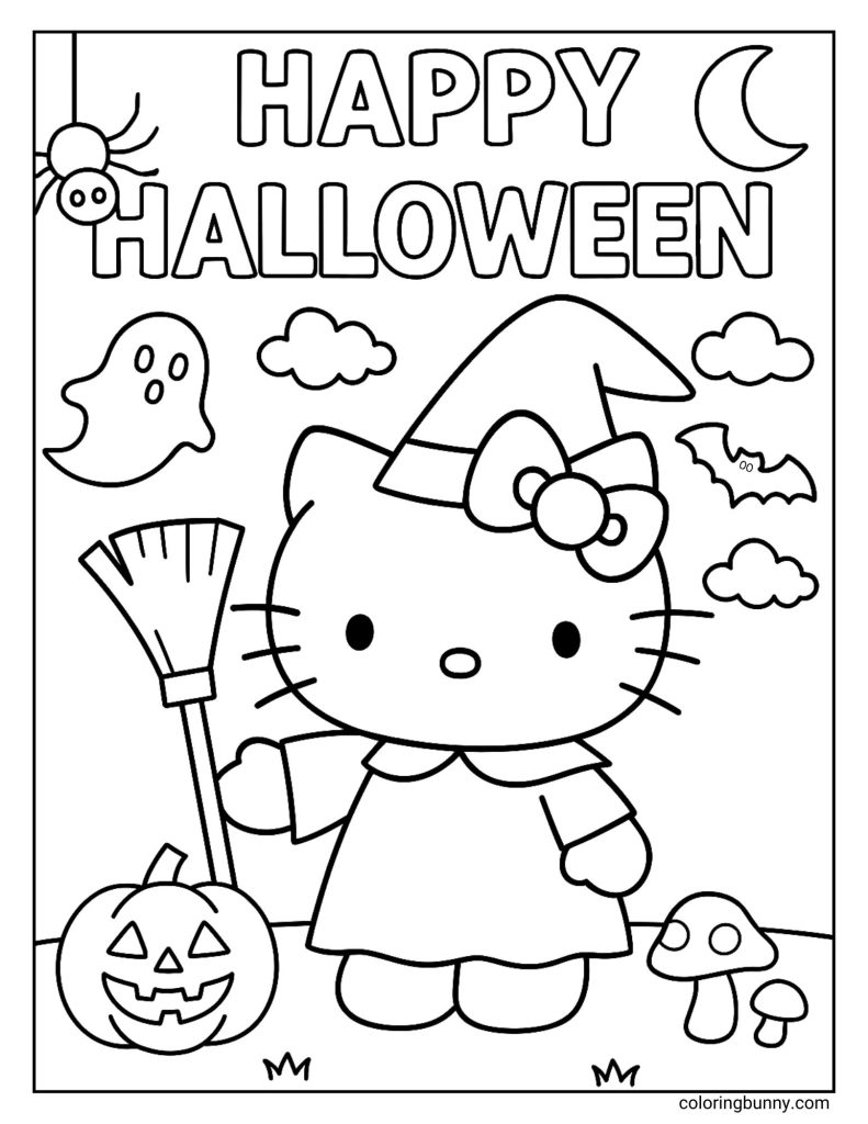 Hello Kitty Halloween Coloring Pages (34 Free Printable PDFs)