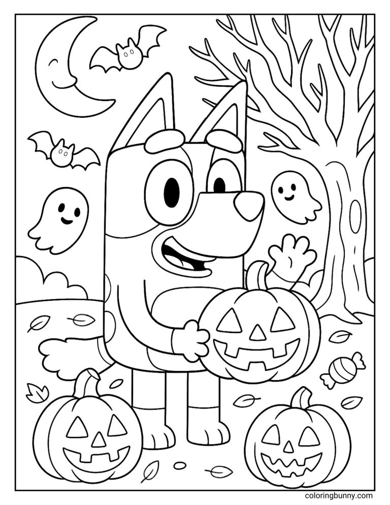 Bluey Halloween Coloring Pages (26 Free Printable PDFs)