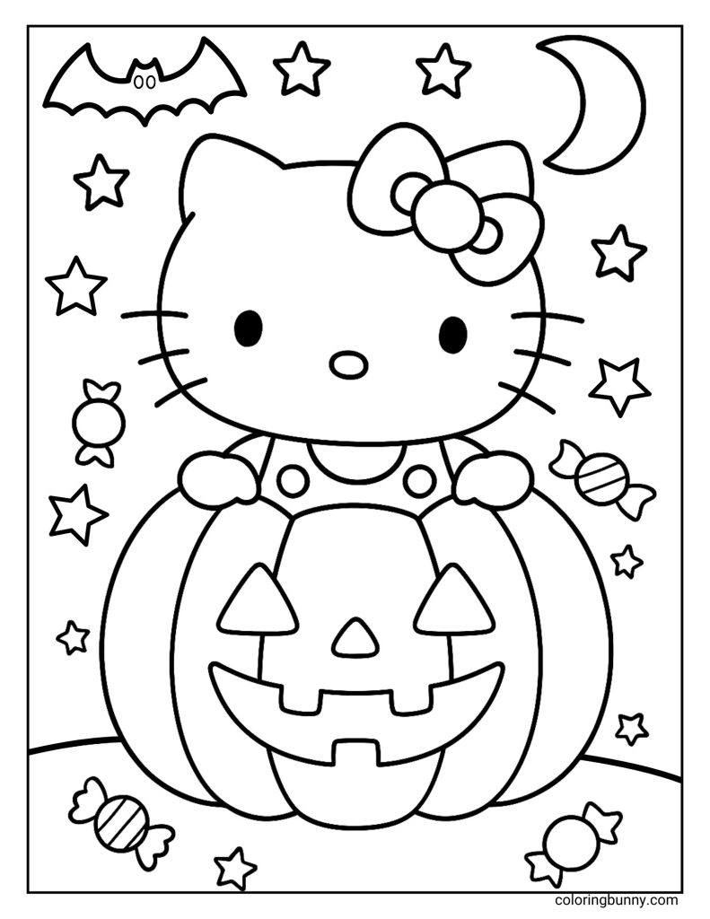 Hello Kitty Halloween Coloring Pages (34 Free Printable PDFs)