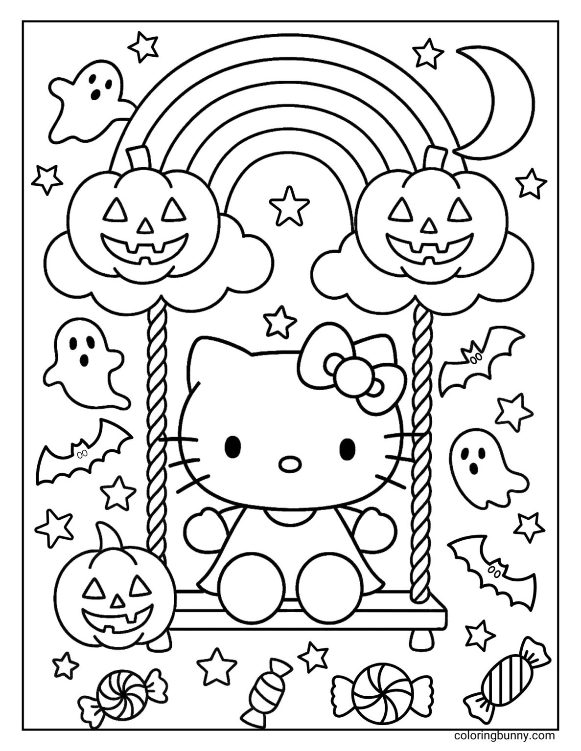 Hello Kitty Halloween Coloring Pages (34 Free Printable PDFs)