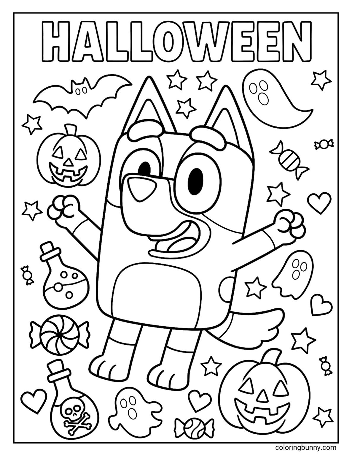 Bluey Halloween Coloring Pages (26 Free Printable PDFs)