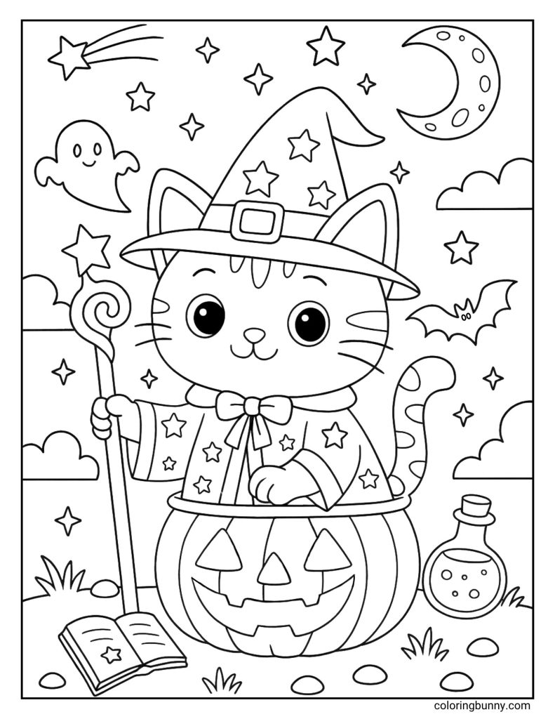 Cat Halloween Coloring Pages (26 Free Printable PDFs)