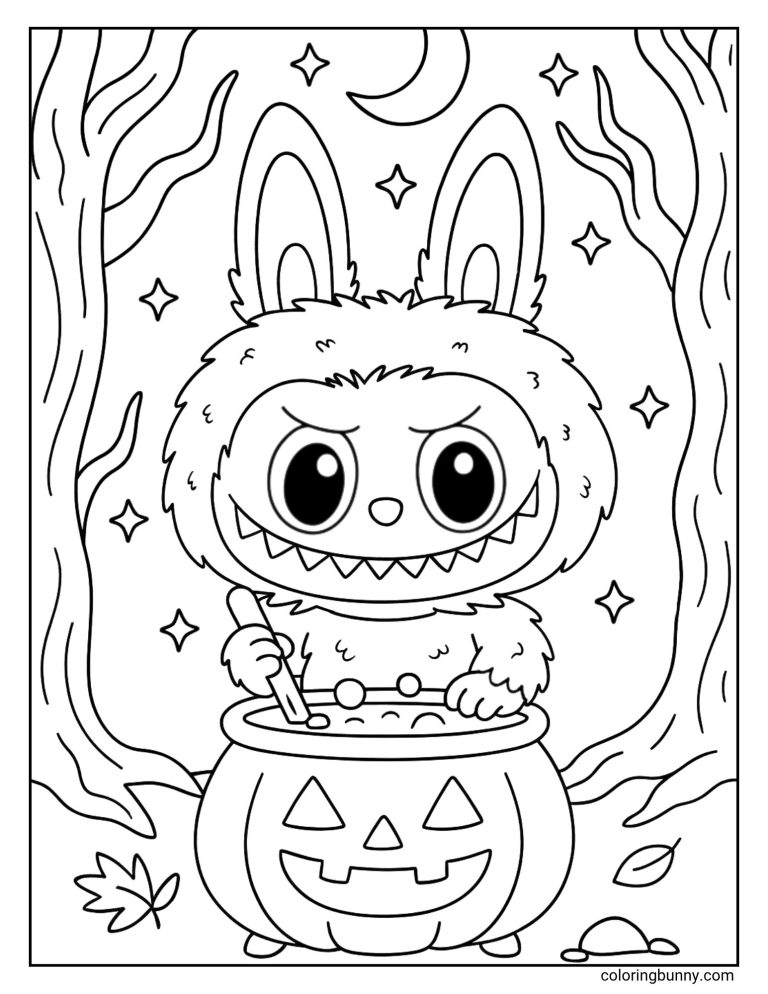 Labubu Halloween Coloring Pages (21 Free Printable PDFs)