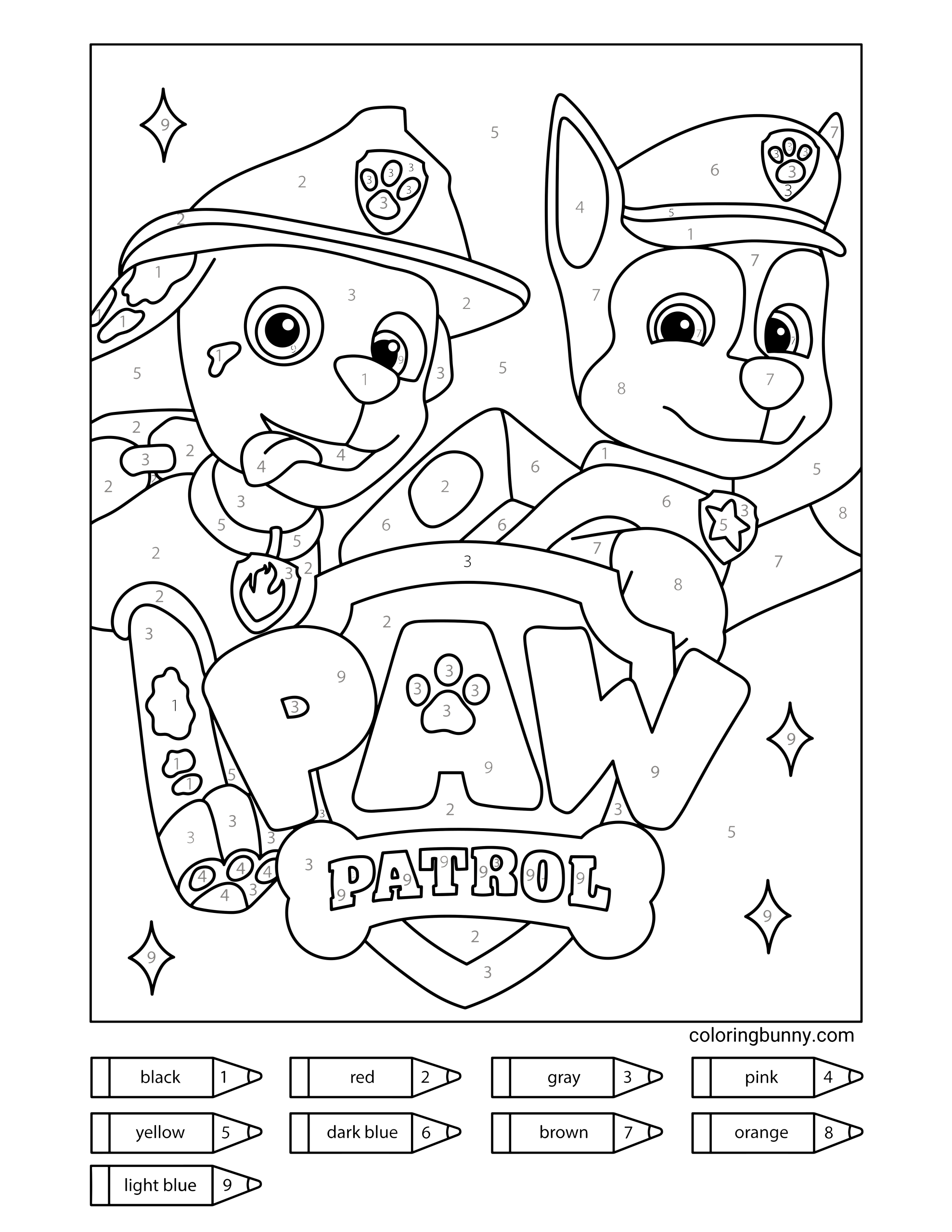 Printable Paw Patrol Numbers