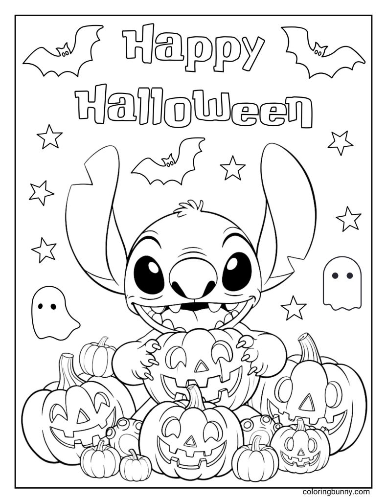 Stitch Halloween Coloring Pages (14 Free PDF Printables)