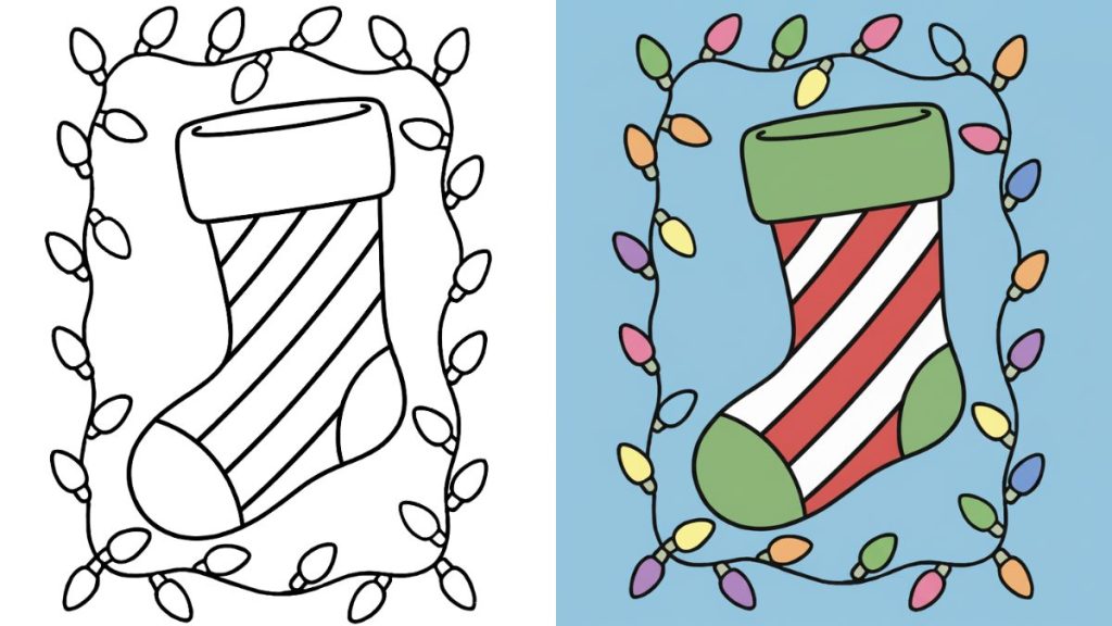 Christmas Stocking Coloring Pages (28 Free Printable PDFs)