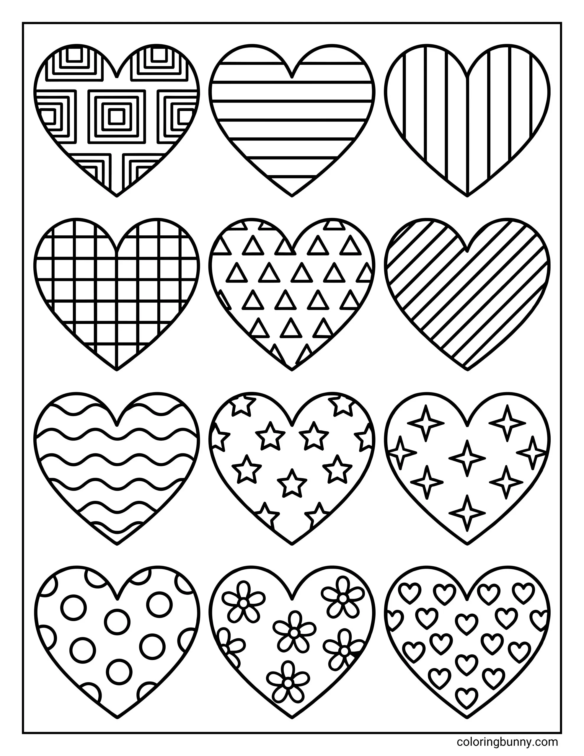 Printable Hearts Coloring Pages