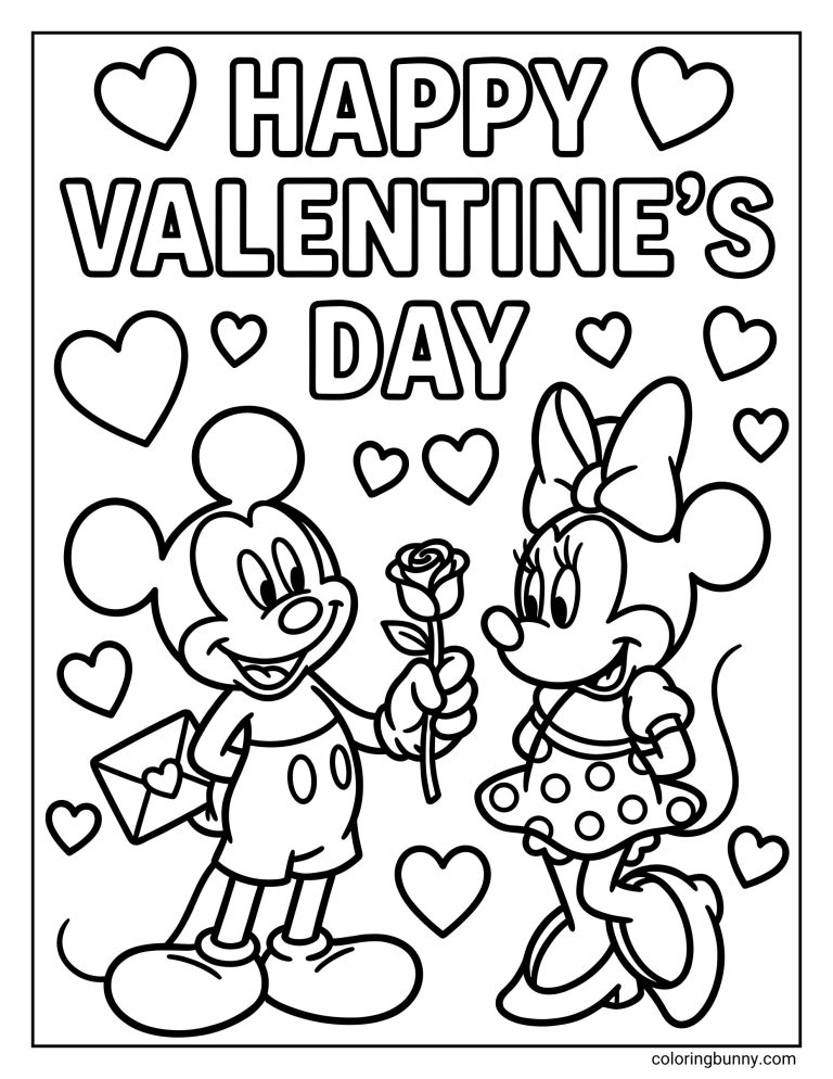Disney Valentine's Day Coloring Pages (30 Free Printable PDFs)