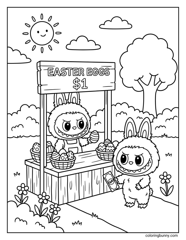 Labubu Easter Coloring Pages (20 Free Printable PDFs)