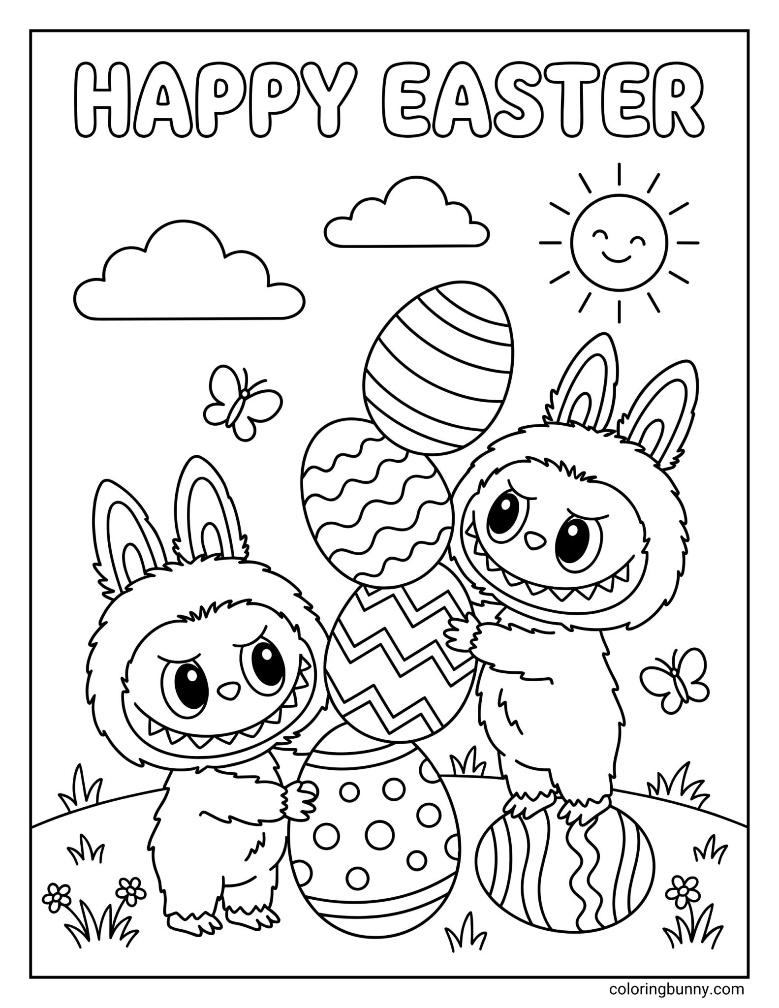 Labubu Easter Coloring Pages (20 Free Printable PDFs)